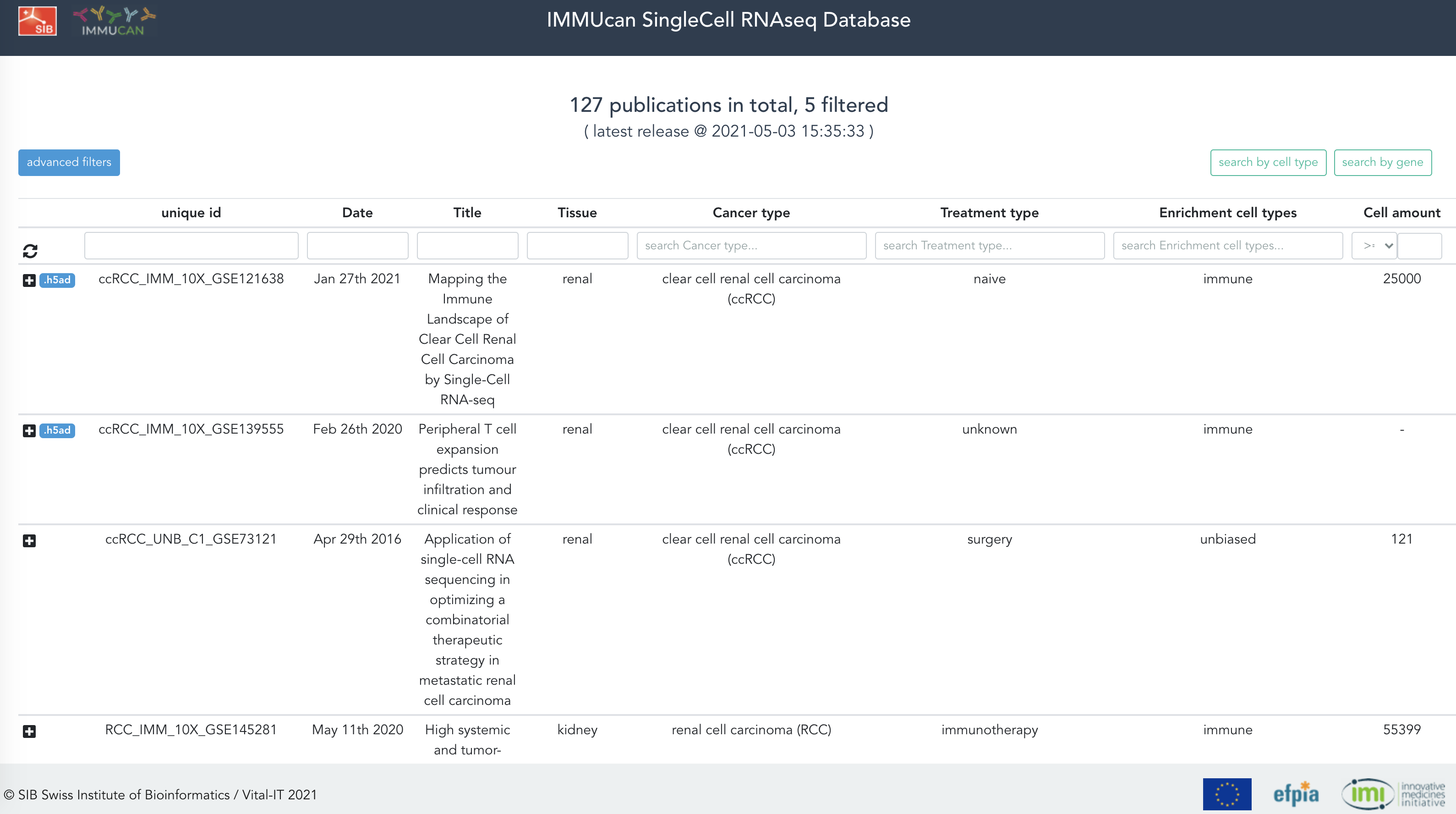 IMMUcan SingleCell RNAseq Database